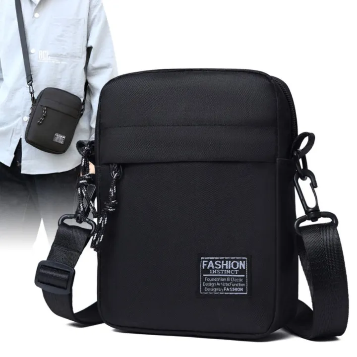 Mini Nylon Shoulder Bag Men Solid Color Crossbody Bag Casual and ...