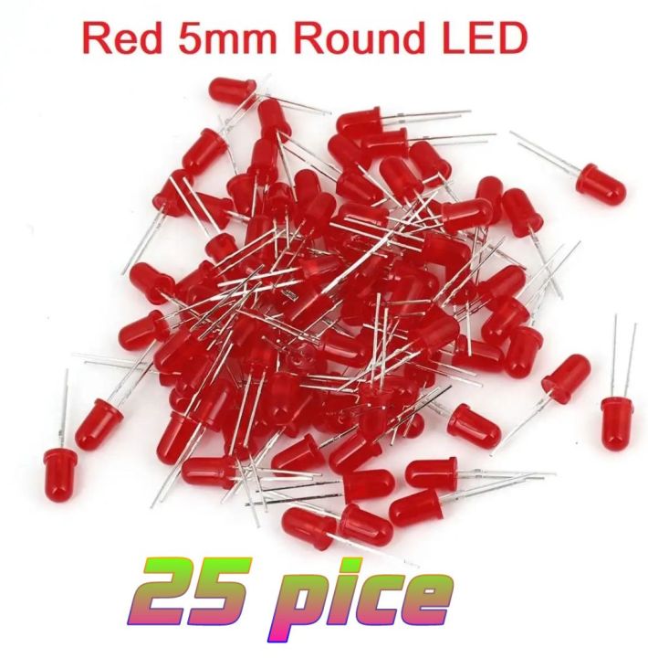 Red colour 5mm Round led 25 pice | Daraz.com.bd