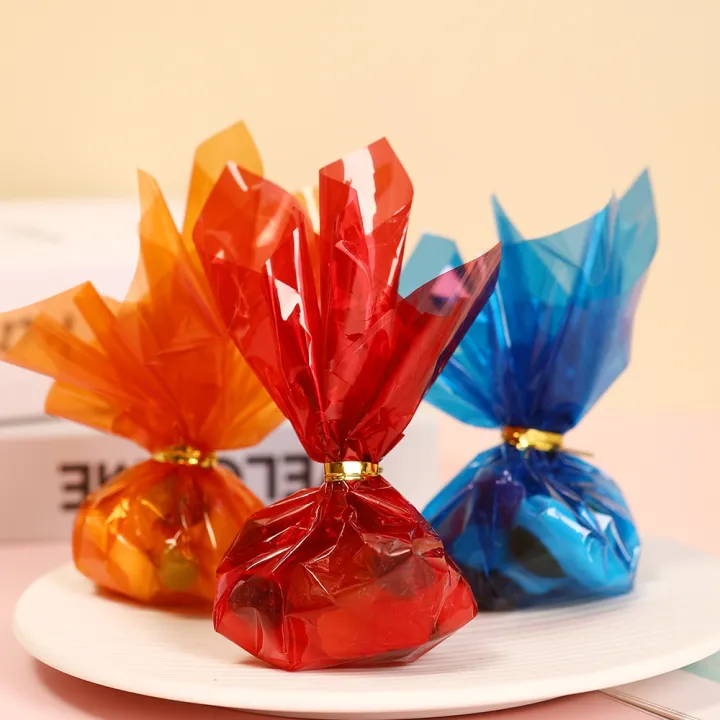 80 Pcs 19 x 19 cm Colored Transparency Wrapping Paper，Cellophane Wrap ...