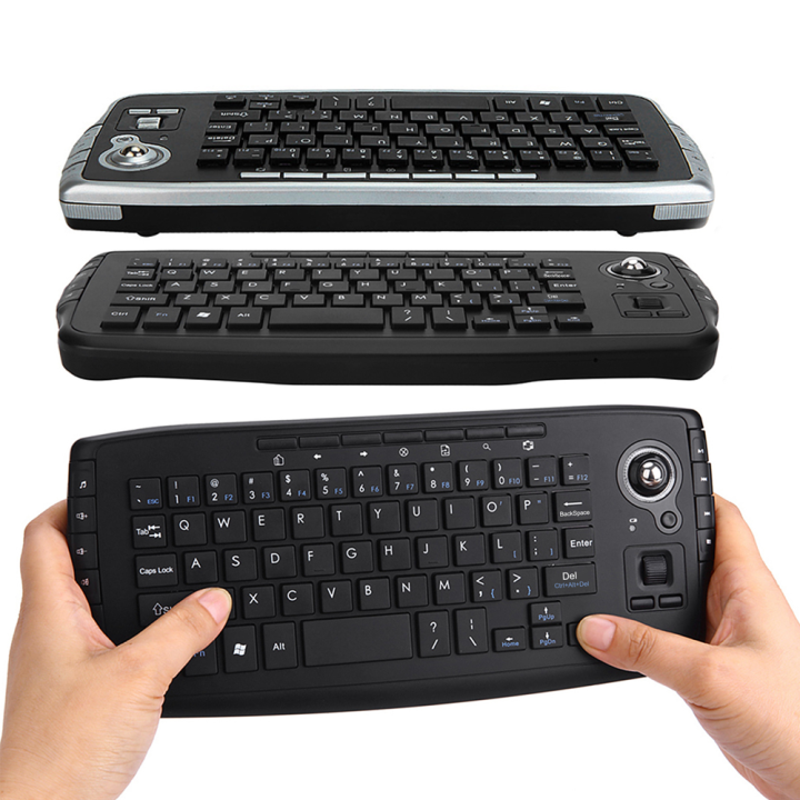E30 2.4GHz Wireless Keyboard with Trackball Mouse Scroll Wheel Remote ...