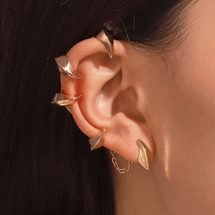 1PCS Golden Bramble Spine Ear Cuff - Unique Skeleton Design Metal Ear ...
