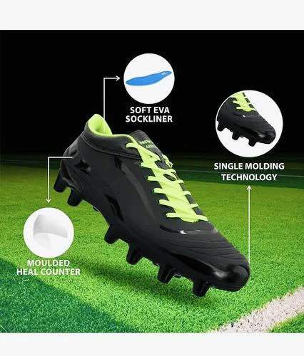Nivia Airstrike Football boots Studs, Black/Fluorescent Green Football ...
