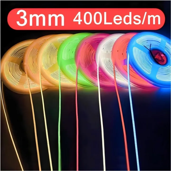 3mm Ultra Thin 12V Colorful COB LED Strip Dimmable 3000K 4000K 6000K ...