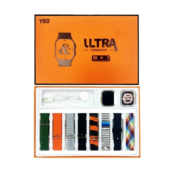 Y80 Ultra Smartwatch with 8+1 Strap & Cover | Fitness Tracker, Heart ...