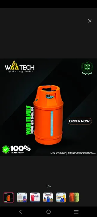 Composite Gas Log Cylinder with regulator and 10 kg capacity/ Global cylinder / Multicolor / New ...