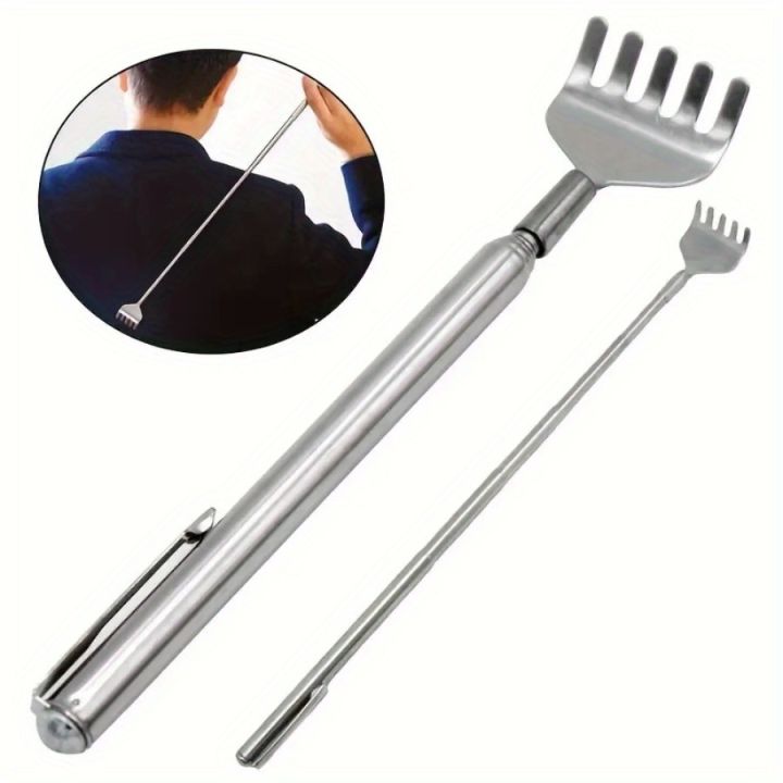 silvery Telescopic Back Scratcher, Portable Extendable Stainless Steel ...