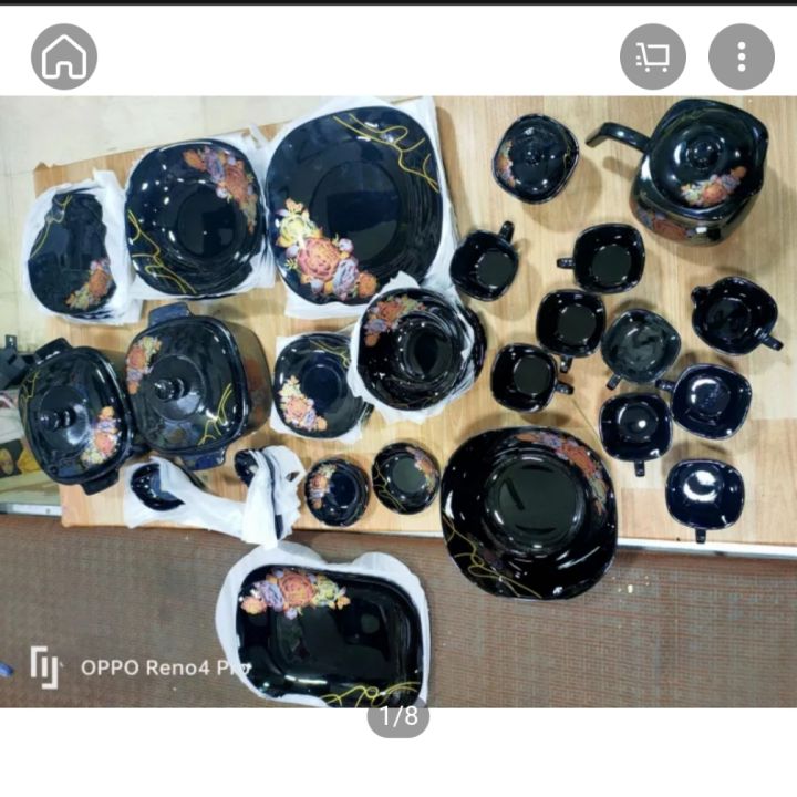 Marble Dinner Set 72 Pcs Gemya Black Square 8 Persons Serving Premium ...