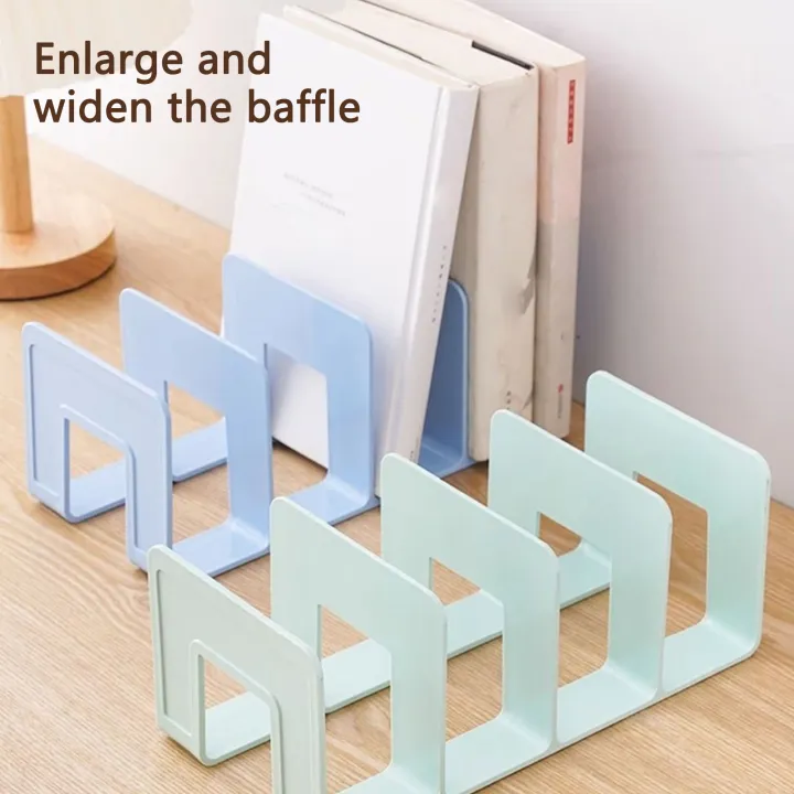 ABS Bookends Stand Bookshelf Divider Book Paper Files Storage Rack 4 ...