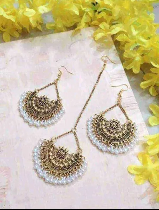 Antique jhumka and tikli set | Daraz.com.bd