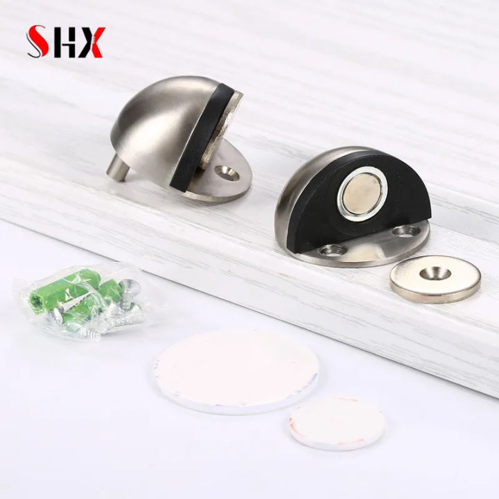 Door Stops Stainless Steel Rubber Magnetic Door Stopper Non Punching ...