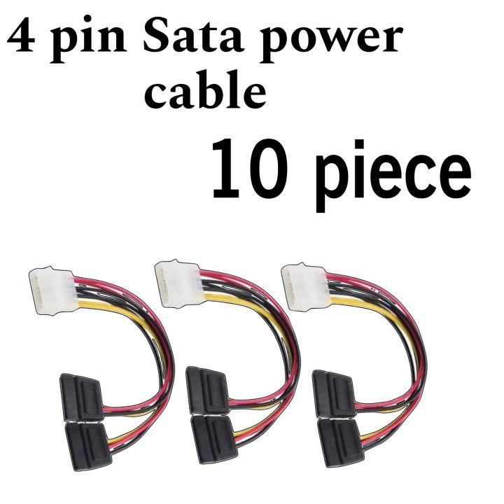 4 Pin IDE Male Molex to Dual SATA Y Splitter Female HDD Power Adapter ...