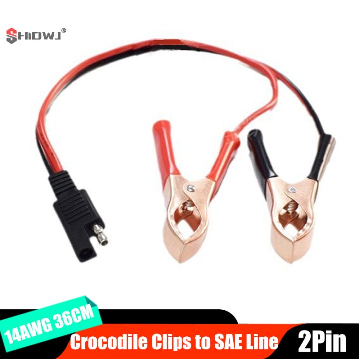 14AWG 36CM 2Pin SAE Quick Disconnect Plug To Battery Alligator Clips ...