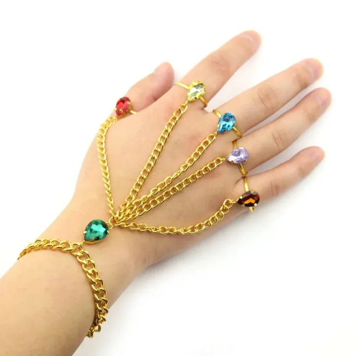 Marvel Endgame Thanos Infinity Stones Gauntlet Bracelet Ring Hand Chain ...