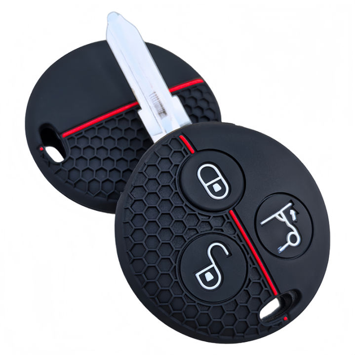 Silicone Remote Key Fob Ring Case Cover Holder 3 Button For Benz Smart ...