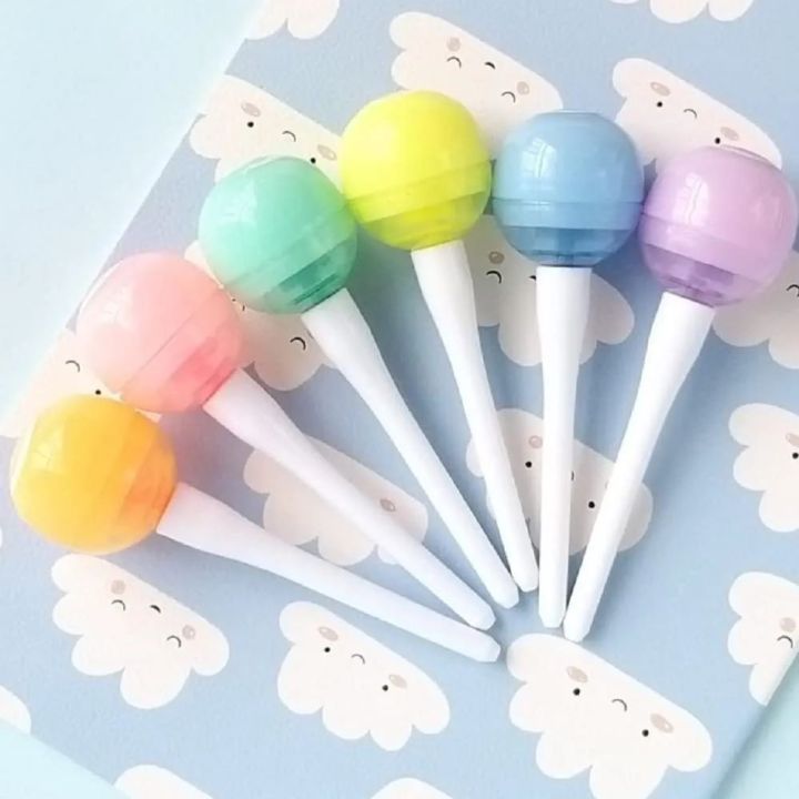 Cute Mini Highlighter Pen Lollipop Shape Fluorescent Marker Pens School ...