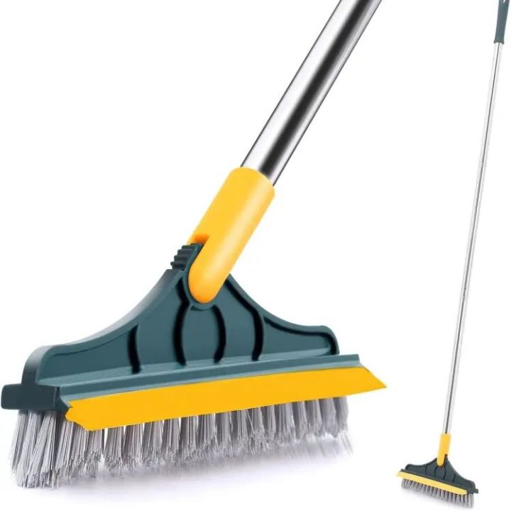 2 in 1 Floor Scrub Brush, V-Shaped Floor Scrub Brush with Long Handle ...