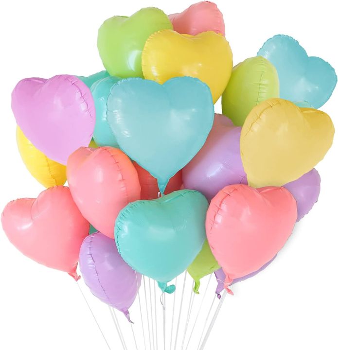 Pastel Colorful Heart Balloons 18in Rainbow Heart Shaped 18 Inch ...