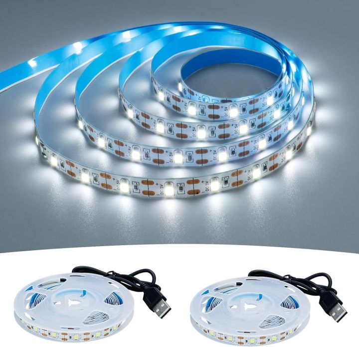 DC 5V USB LED Strip 2835 Putih Hangat Led Strip Cahaya TV Latar Belakang Pencahayaan Pita ...