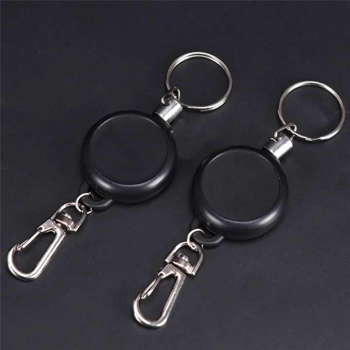 New Retractable Key Chain Reel Steel Cord Recoil Belt Ring Badge Pass ...