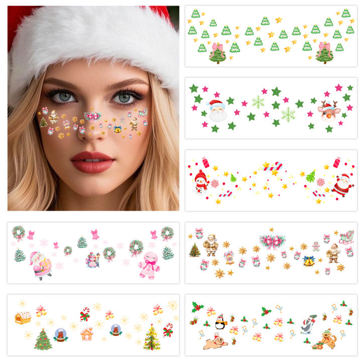 8Sheets Christmas freckle temporary tattoo, waterproof and easy to ...