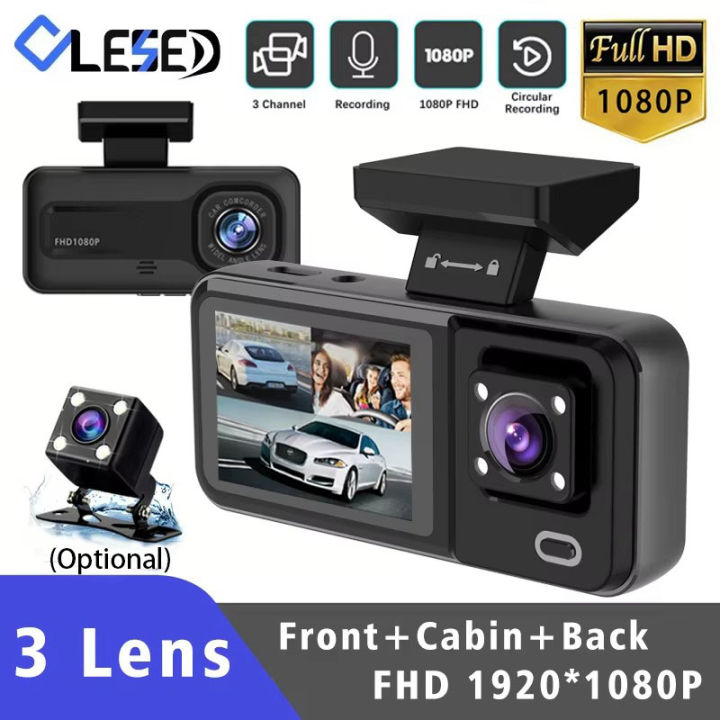 3 Camera Car Dvr 1080P Dash Cam Interior Cabin Mini Vehicle Three Way ...