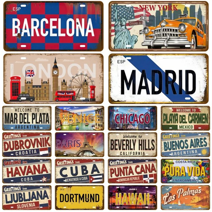 License Plate City State Tin Sign Artisian Tin Plaque Home Wall Decor ...