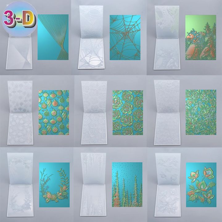 3D Embossing Folder Wavy Line Christmas Tree Decor Spider Web ...