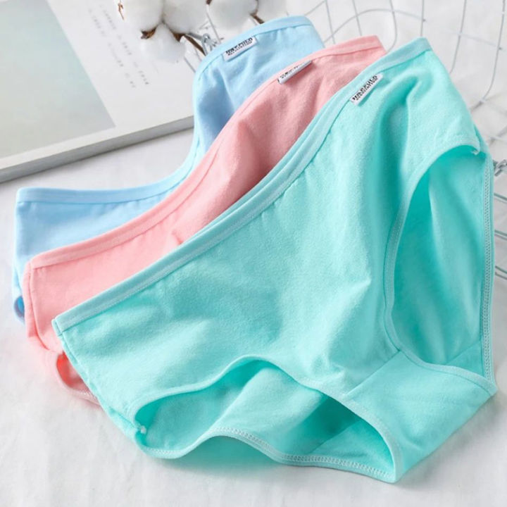 3Pcs/Set Candy Color Underwear Womens Comfortable High-quality Cotton ...