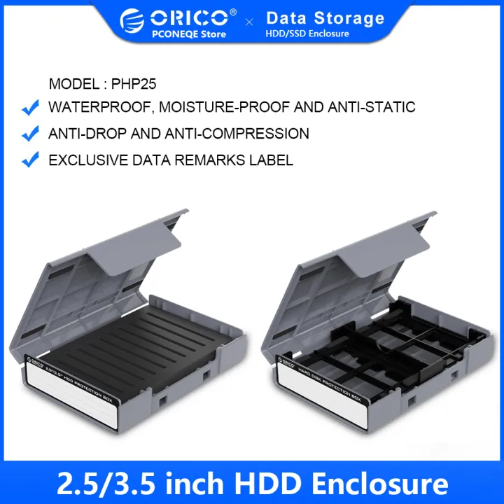 ORICO 2.5 M.2 Hard Drive Protection Box with Label for 2.5 3.5 SSD HDD ...