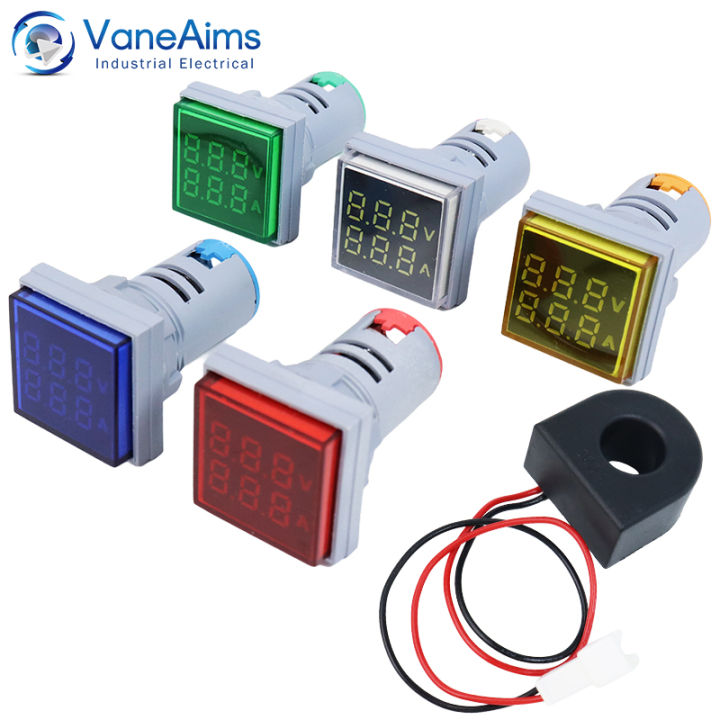 22mm AC 24-500V 0-100A LED Digital Voltmeter Ammeter AC Voltage Current Dual digital display ...