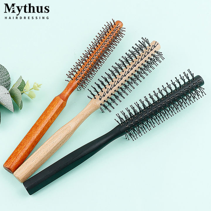 Wooden Handle Nylon Teeth Circular Brush Curly Roller Comb Fluffy Hair ...