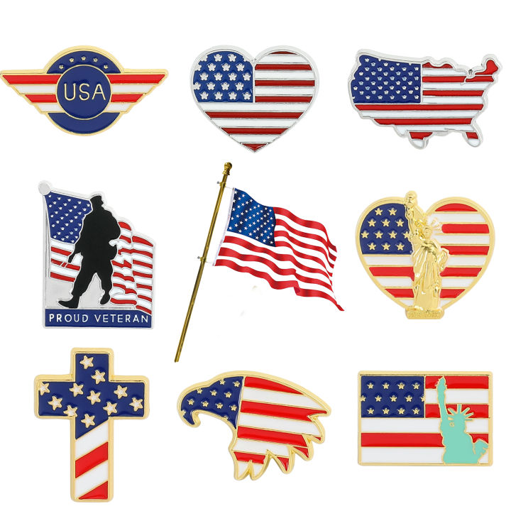 United States National Flag Enamel Pins US America Soldier Veteran ...