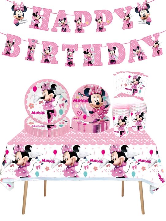 1/10/20pcs Minnie Mouse Birthday Party Decoration Woman Tableware ...