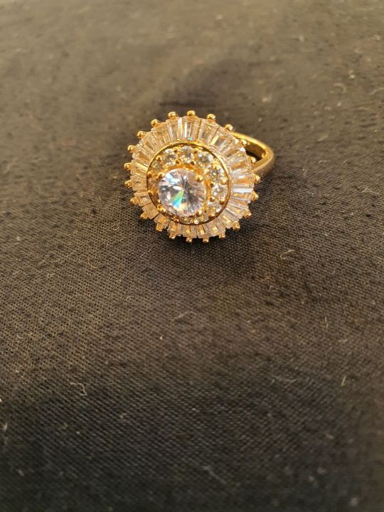 Golden Simple White Zarkoon Adjustable ring | Daraz.pk