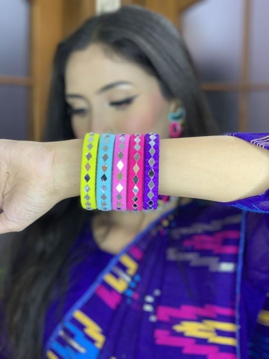 Handmade Silk Thread Bangles for Women – Fancy Diamond Mirror Work ...