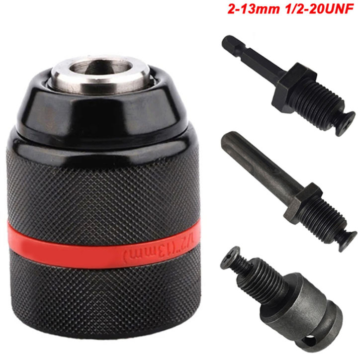 2mm-13mm Metal Keyless Drill Chuck,3Jaw Self-locking Ratchet Chuck 1/2 ...
