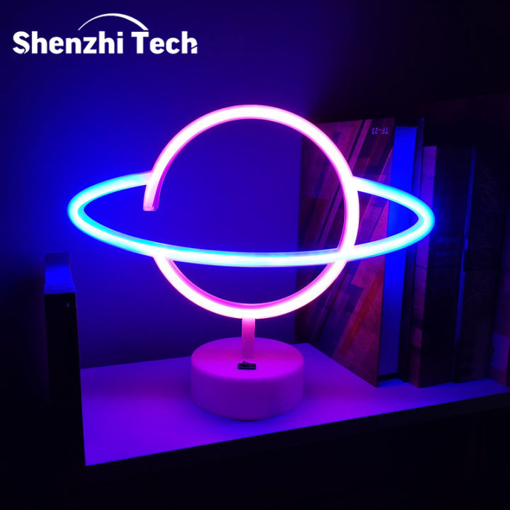 Pink Blue Planet neon sign Light USB/ battery dual purpose LED Lamp ...