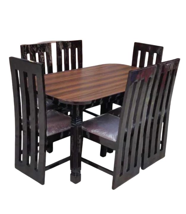 6 Seater Royal Wooden Rectangular Design Dark Chocolate Black Dining ...