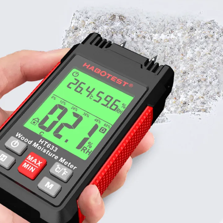 Wood Moisture Meter, Digital Humidity Meter with 3 Colours Backlit LCD ...