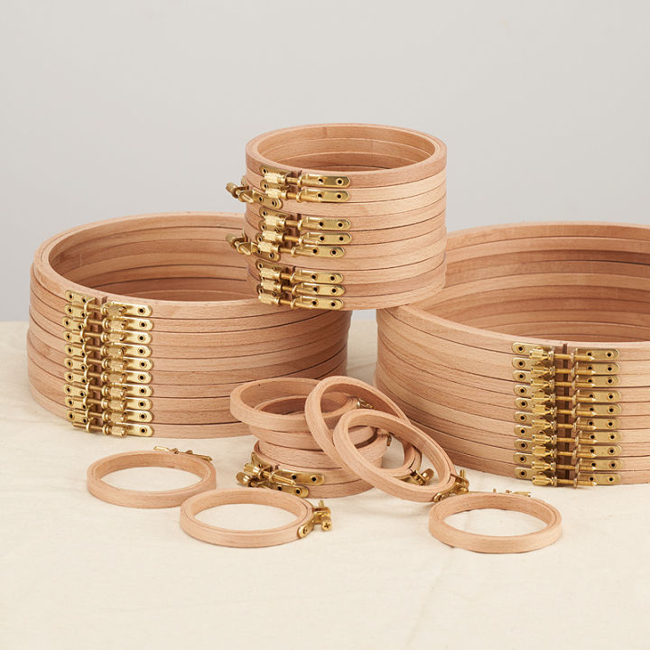 4-12inches Beech Round Wooden Embroidery Hoops Frame Set Cross Stitch ...