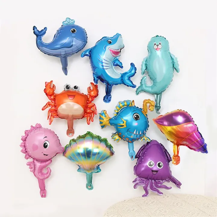 10Pcs Mini Sea Animals Foil Balloons Shark Fish Helium Baby Shower ...