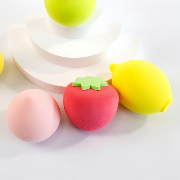 4-piece fruit shaped soft makeup powder puff Shaped sponge Blender ...