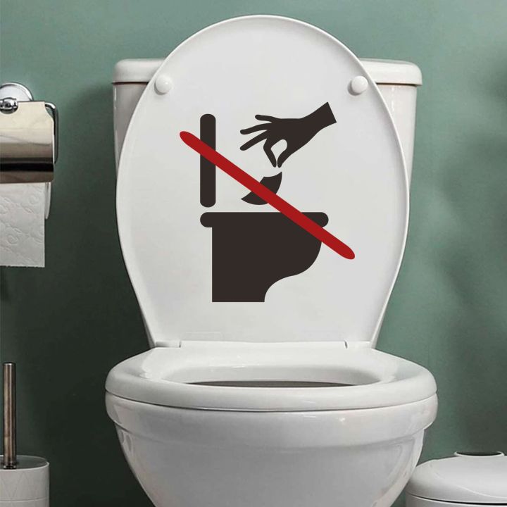 New Creative Bathroom Toilet Warning Sign Toilet Sticker Prohibiting ...