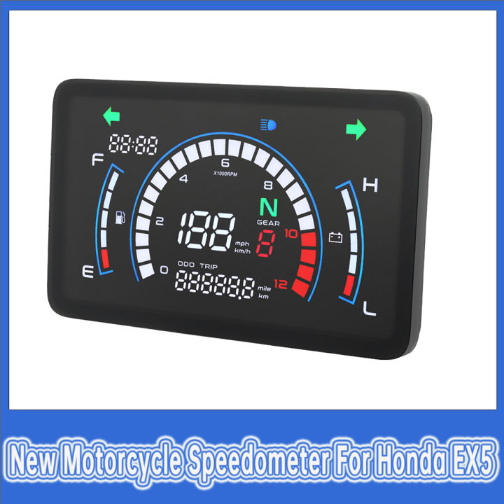 New Motorcycle Speedometer LCD Odometer Digital Gauge with Voltage fuel ...