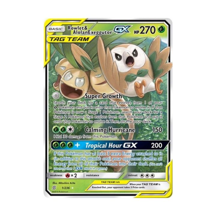 Pokemon card rowlet and alolan executor gx tag team | Daraz.pk