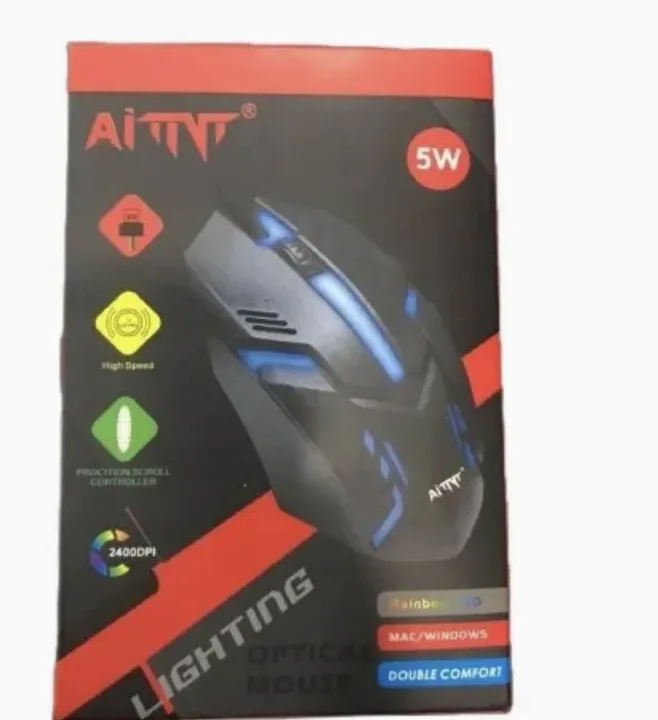 AI TNT Optical Gaming Mouse 5W with Rainbow LED, 600-2400 DPI, 1000Hz ...