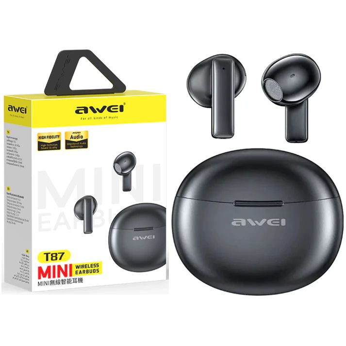 Awei T87 TWS Earbuds Wireless Bluetooth Earphones With Mic HD Call Noise Reduction Headphones ...