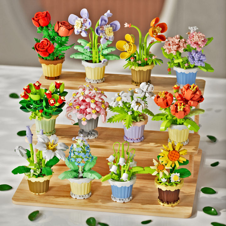Potted Building Blocks Simulate Succulent Flower Bouquets, Creative ...