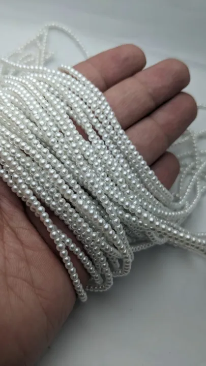 2mm shell pearls , 2 strings of 2mm shell pearls | Daraz.pk