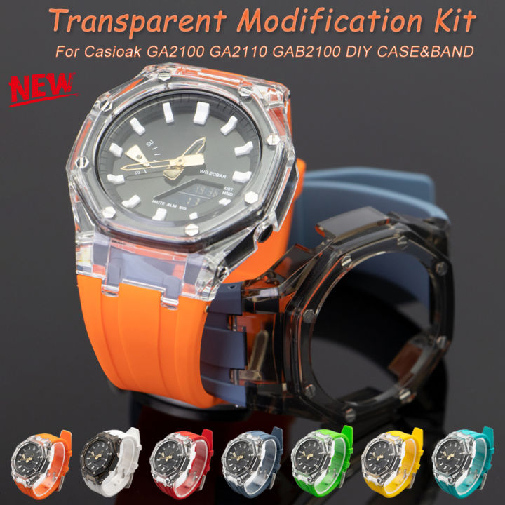 Transparent Mod Kit For Casioak GA2100 GA2110 GAB2100 PC Case Rubber ...